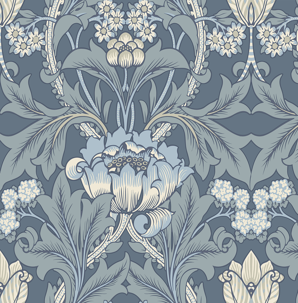 William Morris Bold Floral Sky Blue Wallpaper British Heritage William Morris Bold Floral Sky Blue Wallpaper British Heritage