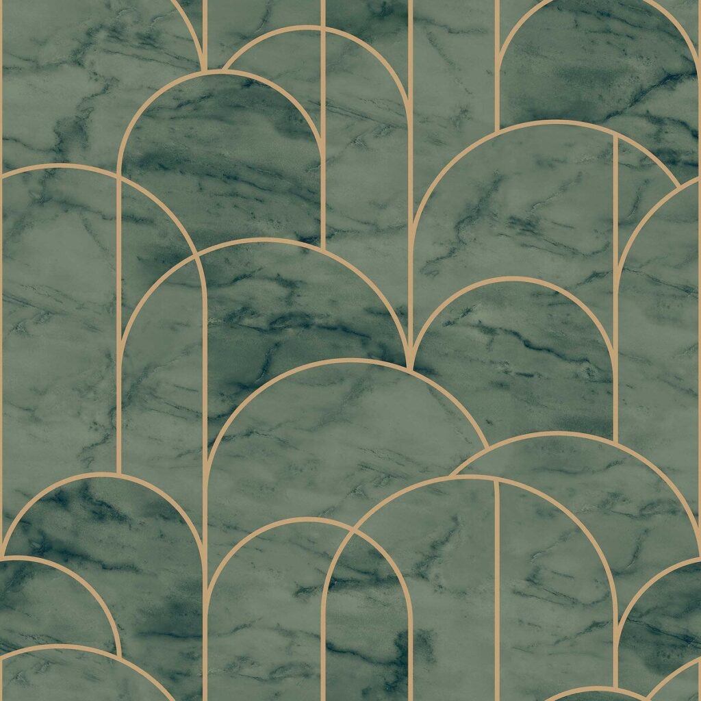 Arch - A faux marble wallpaper in Art Deco design