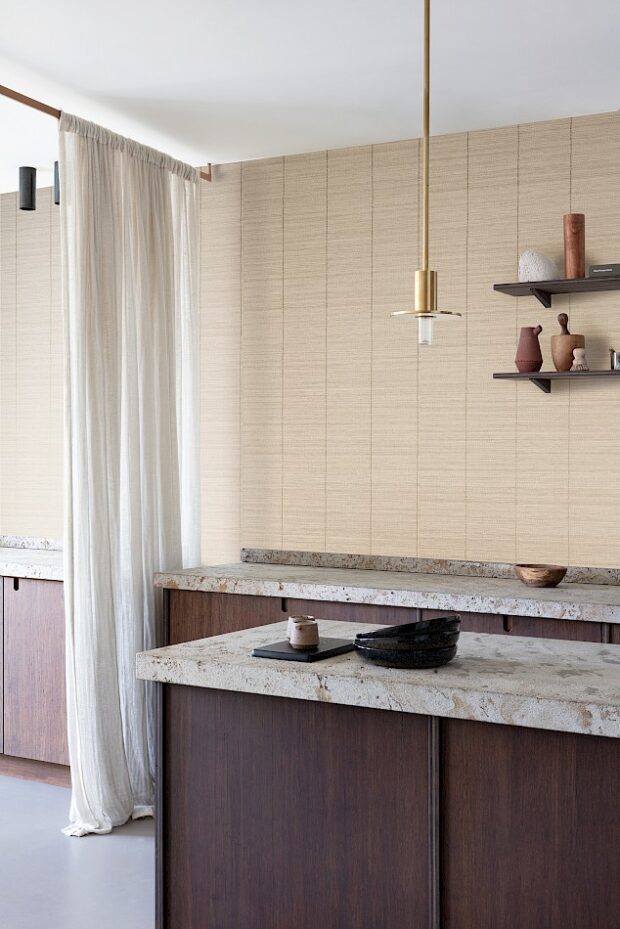 Safia wide striped wallpaper sisal effect